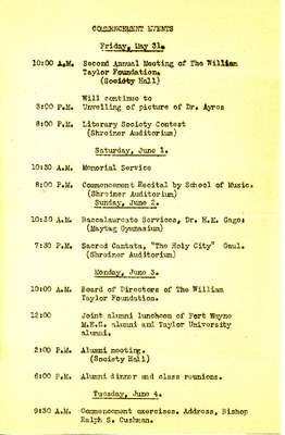 "Commencement Events" by Taylor University