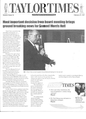 "Taylor Times: February 21, 1997" by Taylor University